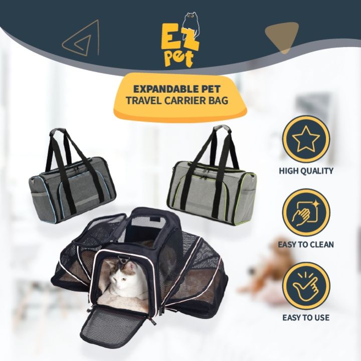 EZPET🐱Large Expandable Pet Travel Carrier Dog Bag Cat Bag Pet Carrier ...
