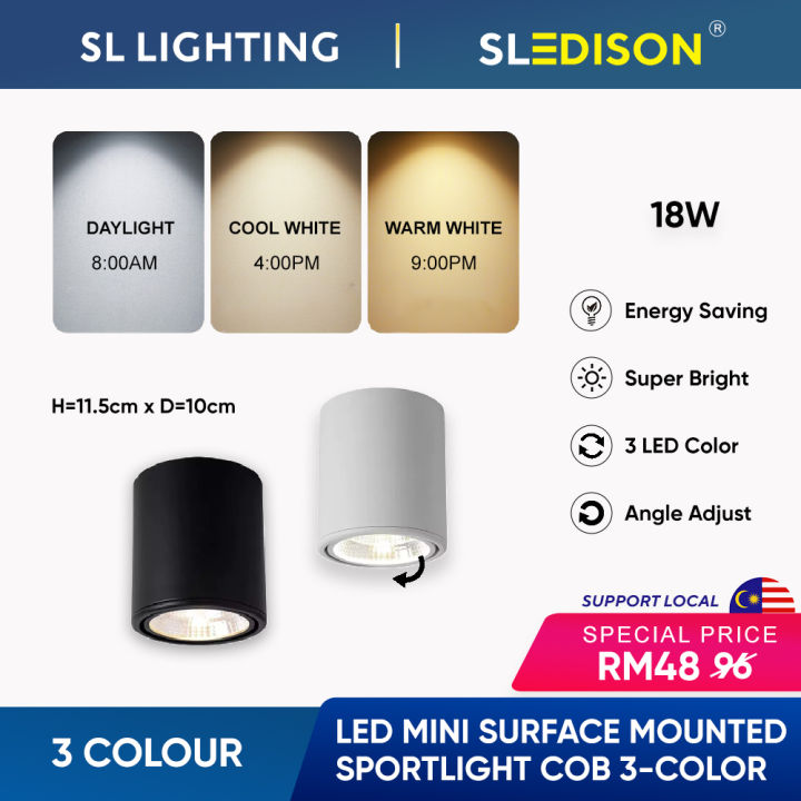 Rotating COB LED Ceiling Light Surface Mounted Cylinder Adjustable ...