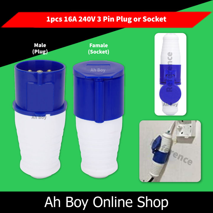 IP44 16A 240V 3Pin Industrial Weatherproof Plug and Socket Connector ...