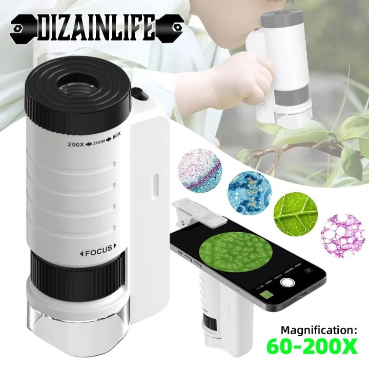 ANIME FAN LED Light Pocket Microscope 60-200x Magnification Battery ...