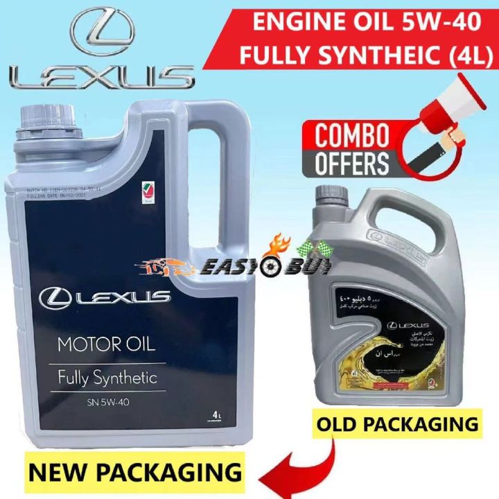 (NEW PACKAGING) Lexus 5W40 API-SN Fully Synthetic Engine Oil 4L Toyota ...