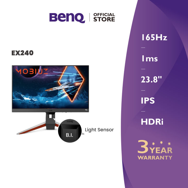 BenQ MOBIUZ EX240 1920x1080 23.8" 1ms 165Hz IPS Gaming Monitor HDRi 2 ...