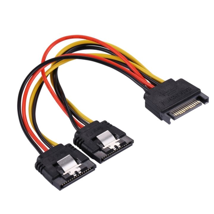Sata Power Splitter Cable 15 Pin Sata Male to Dual Female Y-Splitter ...