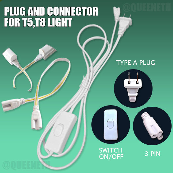1.5 Meters 2 Pin Type A Plug T5 Light T8 Plug Light Connector | Lazada PH