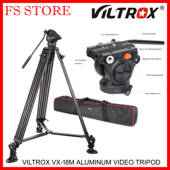 VILTROX VX18M VX-18M HEAVY DUTY VIDEO TRIPOD WITH VT-01 FLUID HEAD | Lazada