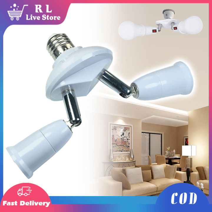 E27 Splitter 220V 3A 2 In 1 Lamp Bulb Socket Converter 360 Degrees ...