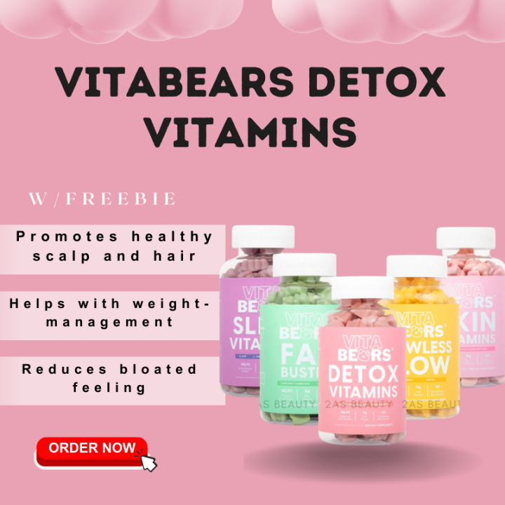 Vitabears Gummies Detox Hair Vitamins Collagen Glutathione Apple Cider ...