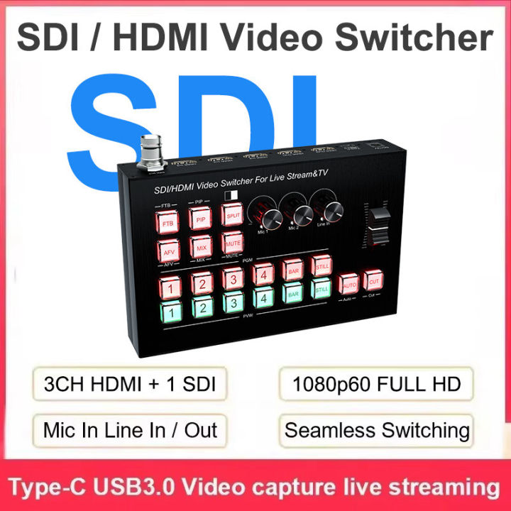 SDI HDMI Video Switcher 4 Channel Multi Camera Streaming Live ...