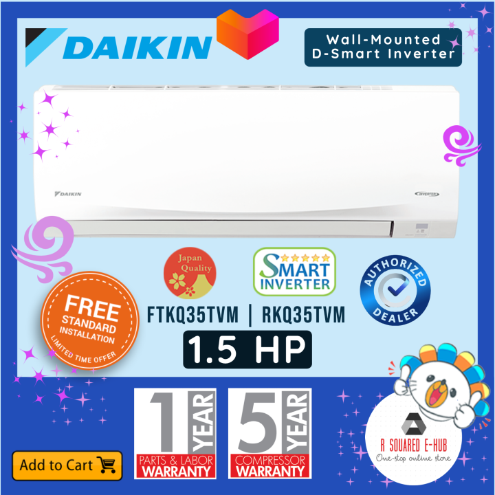 Daikin Wall Mounted Type D-Smart Series Inverter Aircon 1.5HP ...