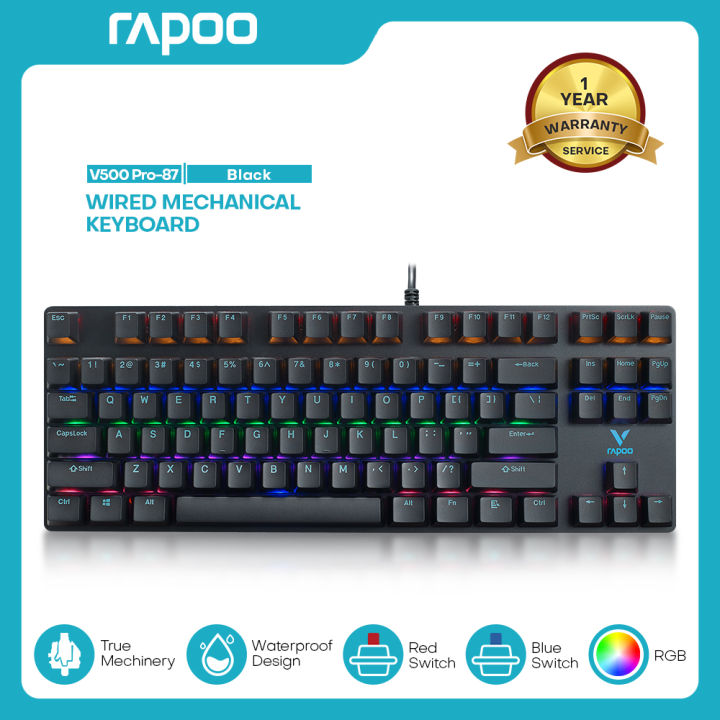 Rapoo V500PRO-87 Backlit Mechanical Gaming keyboard Dust and Water Resistance Mixed LED Backlit ...