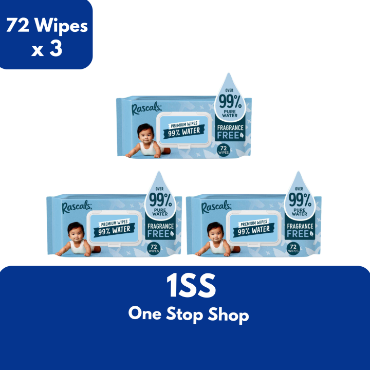 Rascal + Friends Premium Wipes 99% Water, 72 Wipes set of 3 | Lazada PH