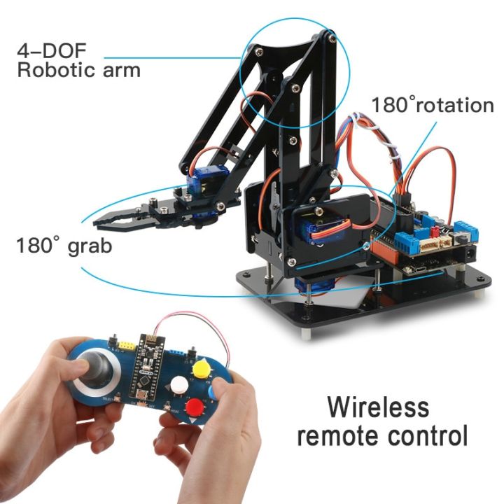 4DOF DIY Robot Arm Kit Educational Robotics Claw Set Mechanical Arm for ...