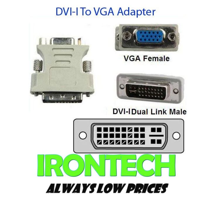 DVI 24+5 DVI-I Dual Link Male to VGA DB15 Female Converter Adapter | Lazada