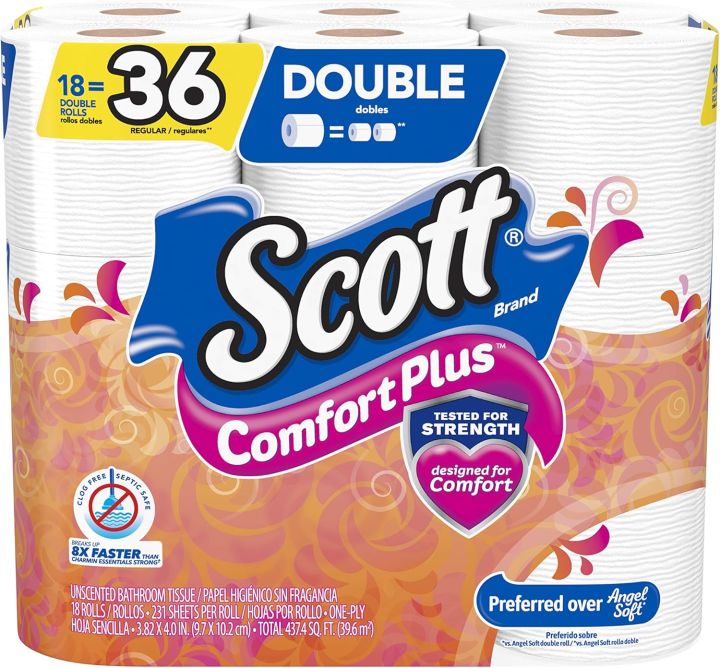 Scott Comfortplus Toilet Paper, Double Roll, Bath Tissue, 18 Count | Lazada
