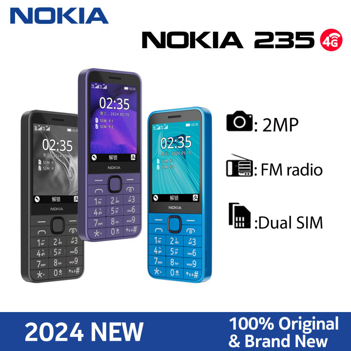 2024 New and Original Nokia 235 4G Feature Phone Dual SIM 2MP Camera 1450mAh Bettery Bluetooth 5 ...