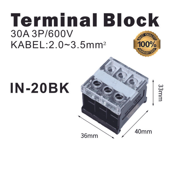 Terminal Block Din Rail IN-20BK 30A 3P/600V | Lazada Indonesia