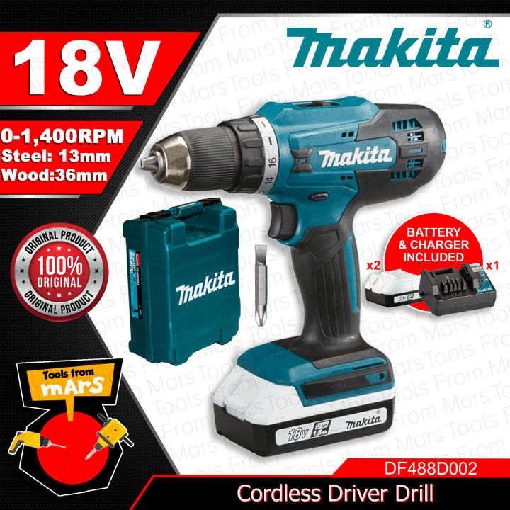 MAKITA Lithium-Ion Li-Ion Cordless Driver Drill 13mm (1/2") With 18V Li-Ion G-Battery & Charger ...
