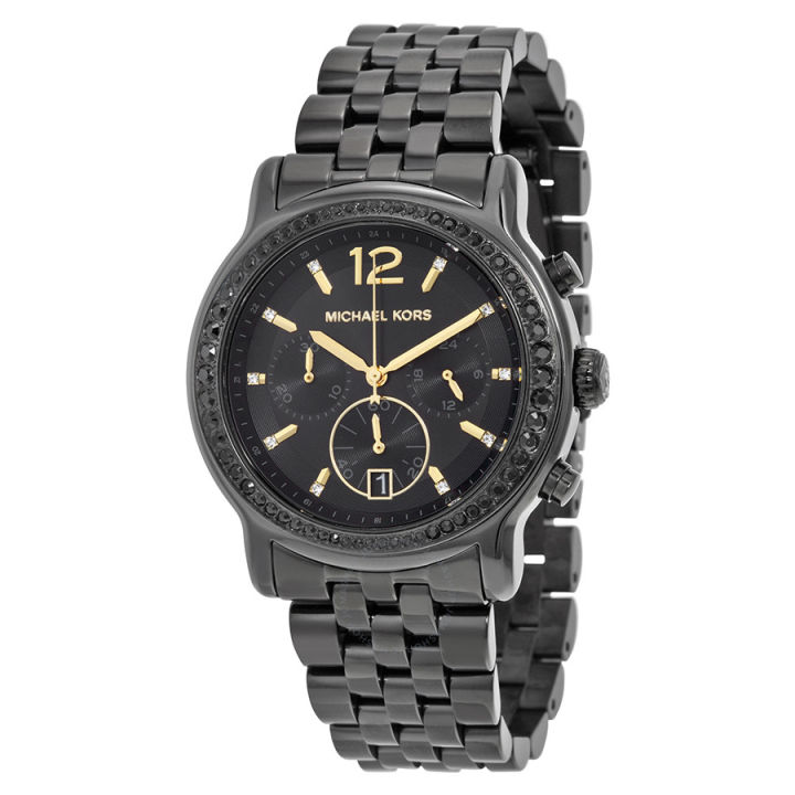 MK WATCH Michael Kors Baisley Black Dial Chronograph Ladies Watch ...