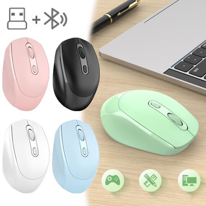 YOUNGSTER 2.4G+Bluetooth Wireless Mouse Mute Rechargeable Computer ...