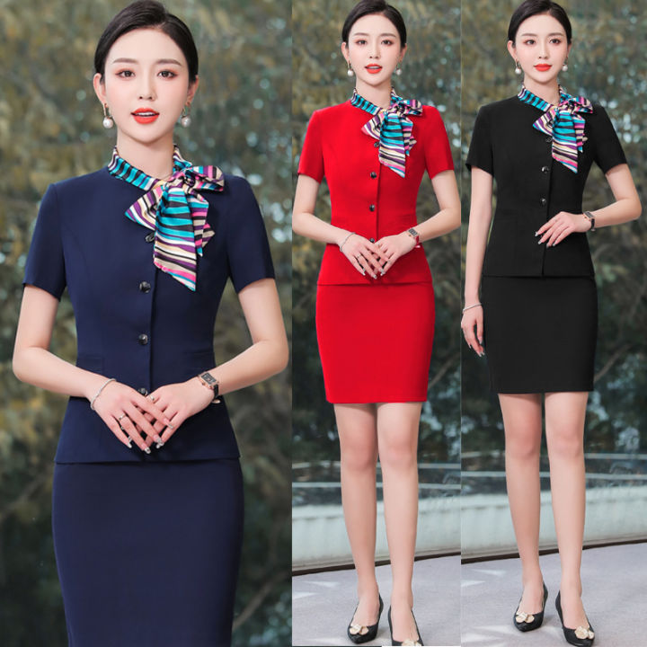 Hotel Front Desk Waiter Workwear Professional Female Summer Short ...