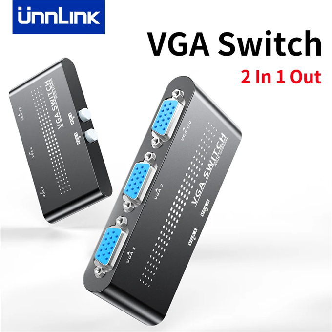 Unnlink VGA Switch 2 In 1 out 1080P 60Hz Video Splitter 2 Ports ...