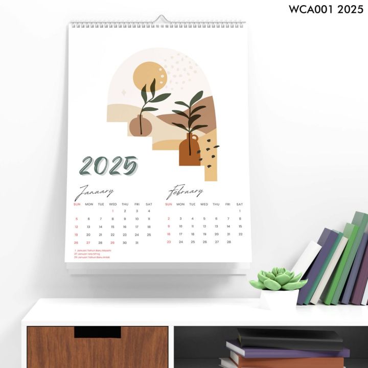 Kalender Dinding Spiral Tahun 2025 A3 isi 7 Lembar Dengan Desain ...