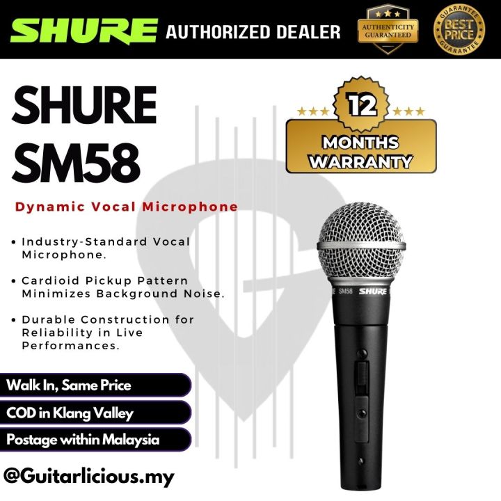 Shure SM58-LC Wired Handheld Dynamic Vocal Microphone (SM58 / SM 58 ) | Lazada
