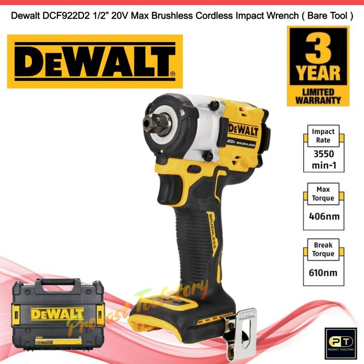 Dewalt DCF922D2-B1 1/2” 20V Max Brushless Cordless Impact Wrench ...