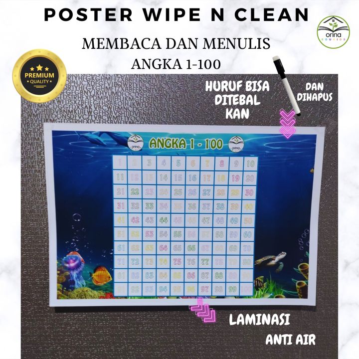 Poster Belajar Calistung Edukasi Membaca Wipe Clean 2 3 4 5 Tahun Abjad ...