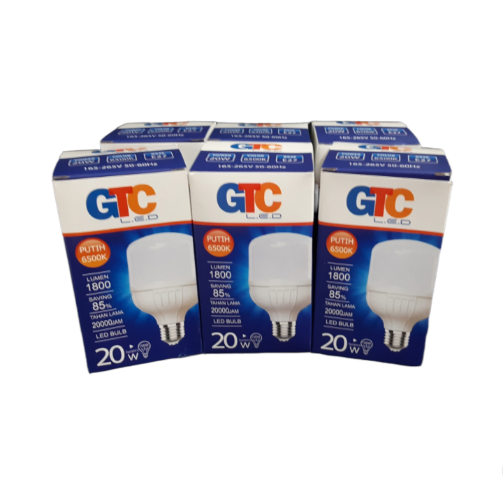 Paket 6 Pcs GTC Lampu Bohlam LED Jumbo 20 Watt / LED Berqualitas Murah ...