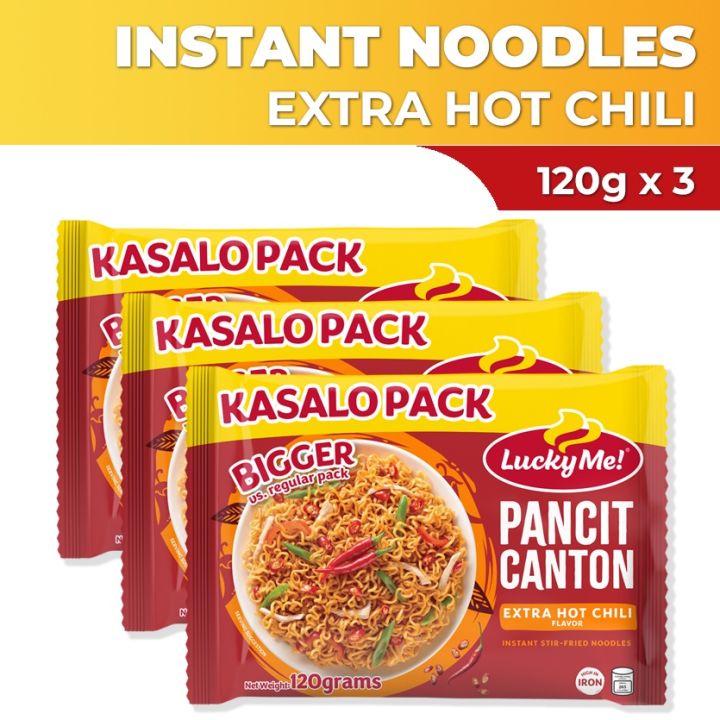 Lucky Me! Pancit Canton Instant Noodles Extra Hot Chili Kasalo Pack ...
