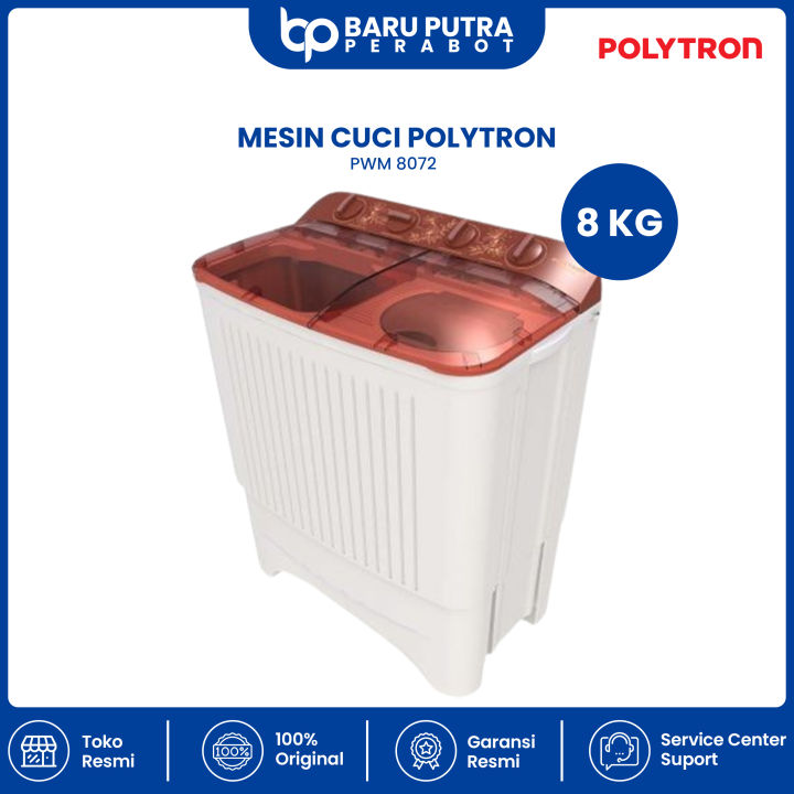Mesin Cuci 2 Tabung POLYTRON PWM-8072 Kapasitas 8 Kg | Washing Machine ...