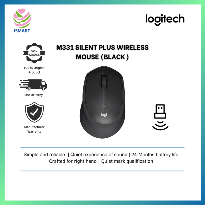 LOGITECH M331 SILENT PLUS WIRELESS MOUSE (BLACK) | Lazada