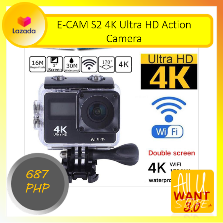 E-CAM S2 4K Ultra HD Action Camera | Lazada PH