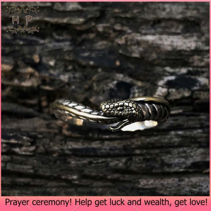 HP-S925เงินไทยต้นฉบับแฮนด์เมดเวทย์มนต์ Ouroboros เปิดชายและหญิงคู่แหวนงูรูปโชคดีโอนแหวนเป็นเวลา ...