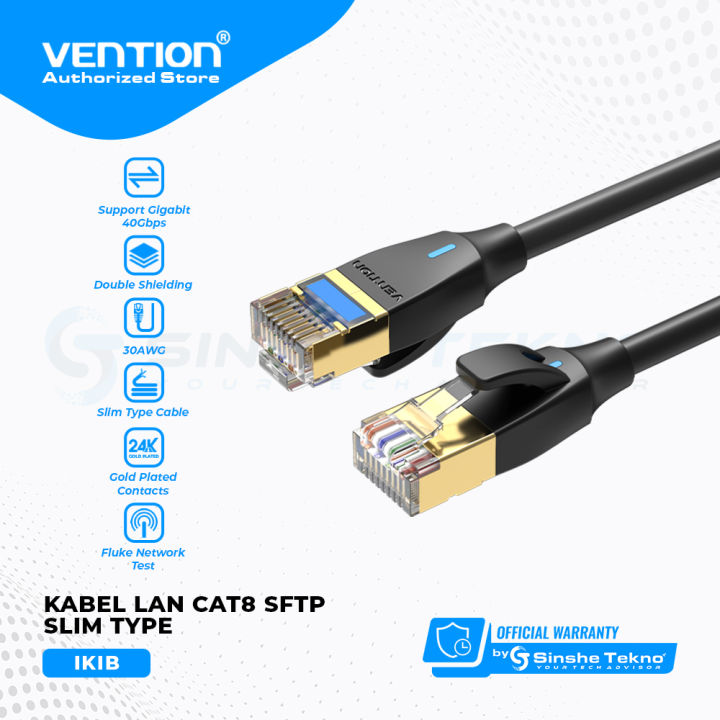 Vention Kabel Lan Cat8 Cat.8 SFTP Ethernet RJ45 Slim Type | Lazada ...