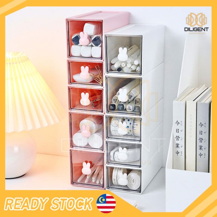 【D244】Kotak Penyimpanan Laci Gaya Kelinci Self DIY Stackable Drawer ...