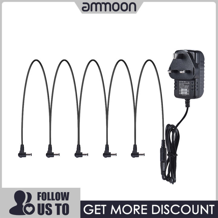[ammoon]9V DC 1000mA 5 Way Guitar Effect Power Supply Adapter Cable ...