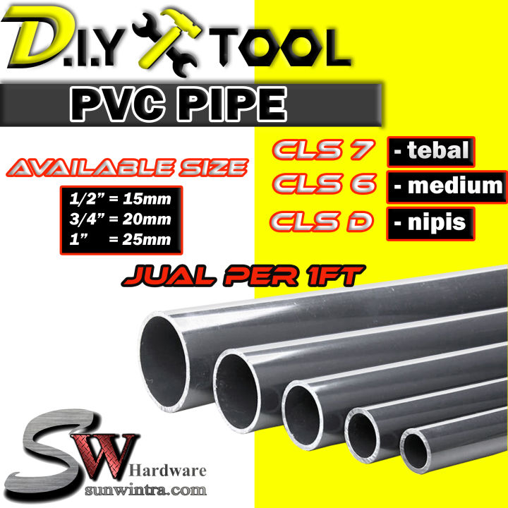 SW HARDWARE PVC PIPE CLAS D,CLAS 6,CLAS 7,1/2"= 15MM,3/4"= 20MM,1 ...