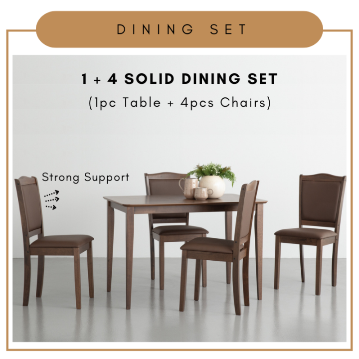 ALiST - PATINA 1+4 Solid Dining Set / Set Kerusi Meja Makan / Wooden Dining Chair / Kerusi Makan ...