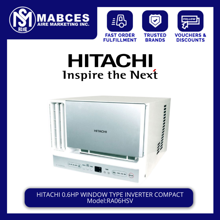 Hitachi 0.6HP Compact Window Type Full DC Inverter Aircon RA06HSV ...