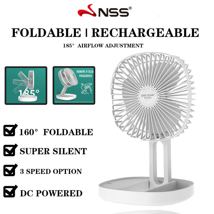 NSS Desk Fan Rechargeable USB Fan Mini Electric Fan 3 Speed Strong wind ...