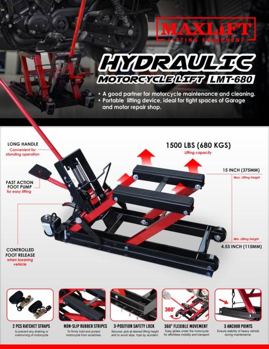 Maxlift Hydraulic Motorcycle Lift 680kgs | Lazada PH