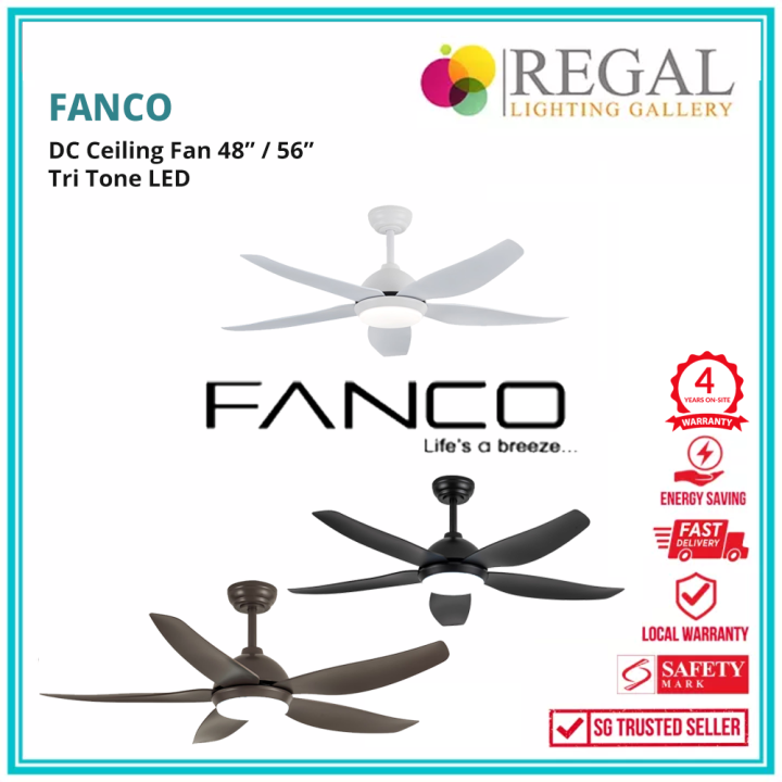 [Free remote] Fanco Galaxy-5 48"/ 56" Ceiling Fan with Tri Tone LED ...