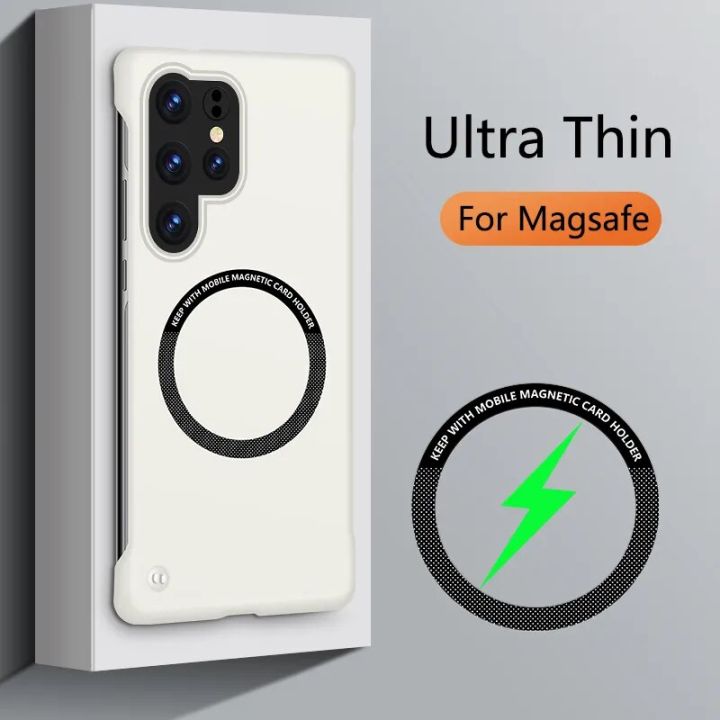 Frameless Magnetic For Magsafe Wireless Charging Case for Samsung S23 S22 S21 S20 Plus Ultra FE ...