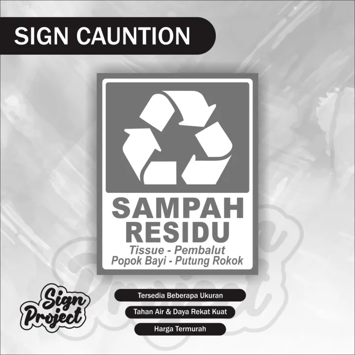 Stiker sampah residu / Stiker Limbah Residu / Stiker sampah non ...