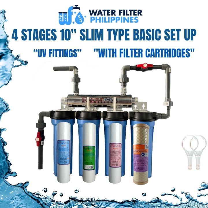 Water Filter 4 Stages 10" Slim Type Basic with 2 GPM Uv Light ...