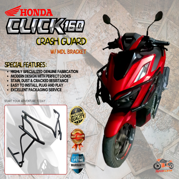 HONDA CLICK 160 - HEAVY DUTY FULL CRASH GUARD W/ MDL BRACKET ( POWDER COAT ) - PHASE 1 | Lazada PH