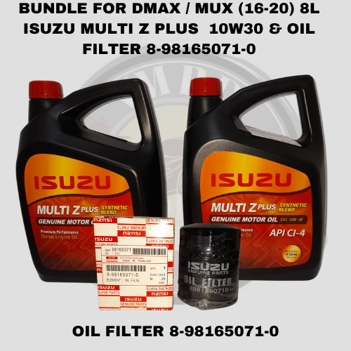 BUNDLE FOR DMAX / MUX (16-20) 8L ISUZU MULTI Z PLUS 10W30 & OIL FILTER ...