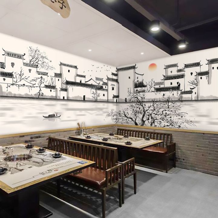 Jiangnan Watertown Style Wallpaper Retro Chinese Restaurant Background ...